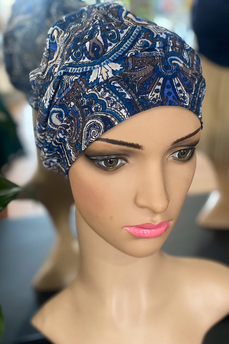 Blue Paisley Cap - The Australian Wig Company