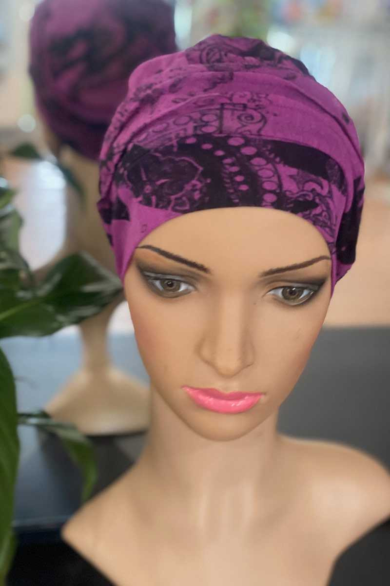 Pink Swirly Flowers Cap - The Australian Wig Company